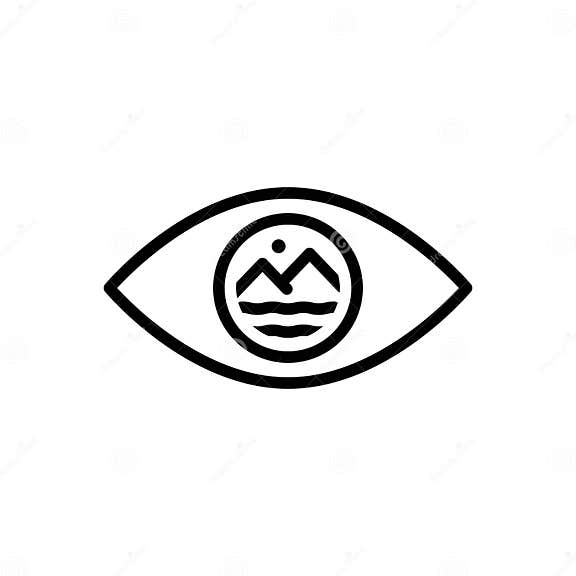 Black Line Icon for View, See and Sight Stock Illustration ...