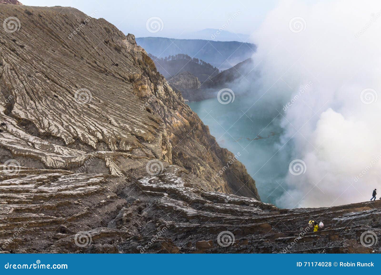 View on the Ijen Volcano from Above Stock Photo - Image of java, fumy ...