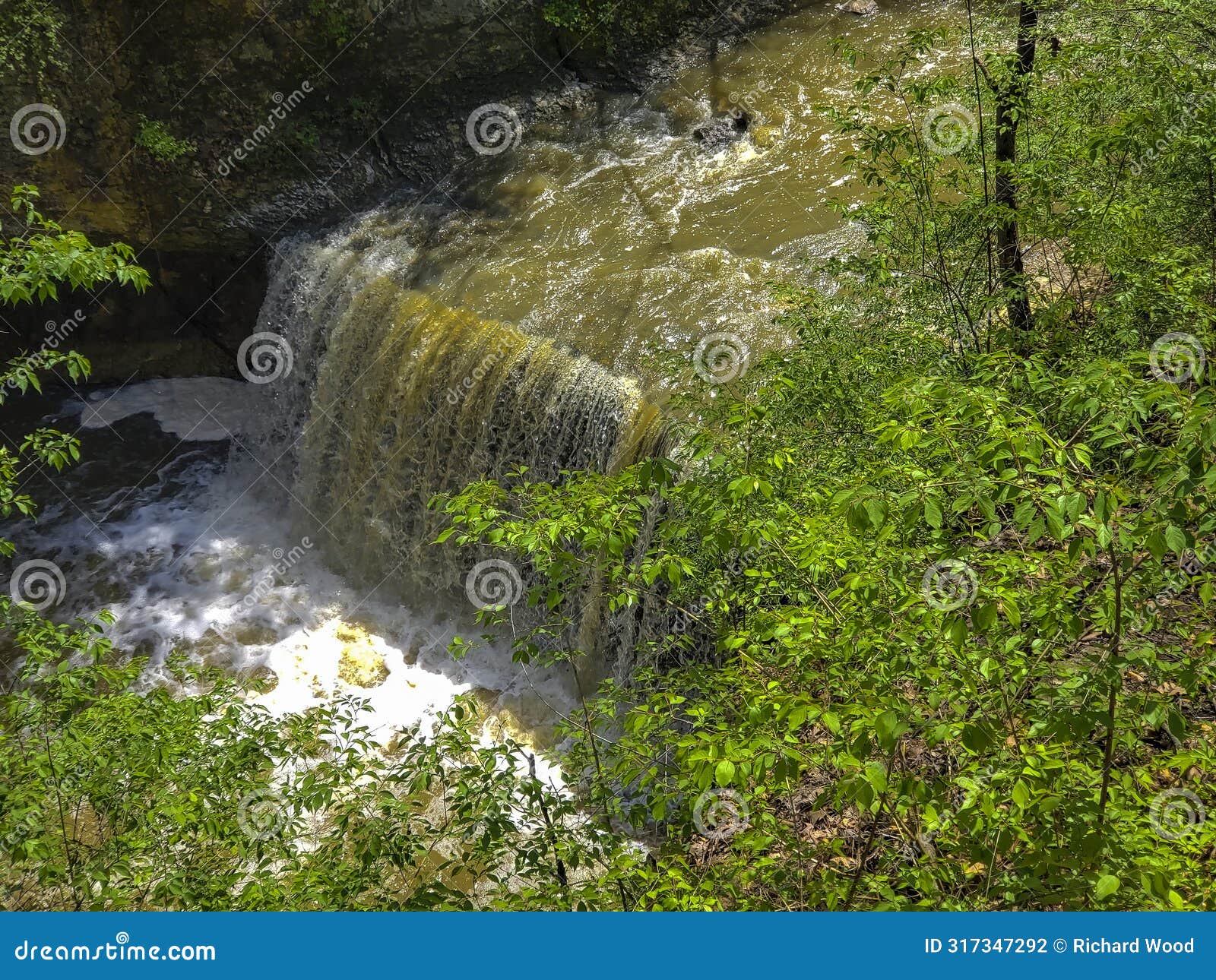 View of Indian Run Falls after a Heavy Rainfall, Dublin, Ohio Stock ...