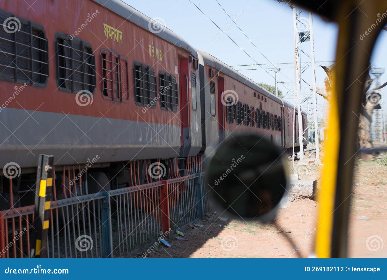 View of Indian Train Passing by Captured from an Auto Rickshaw ...