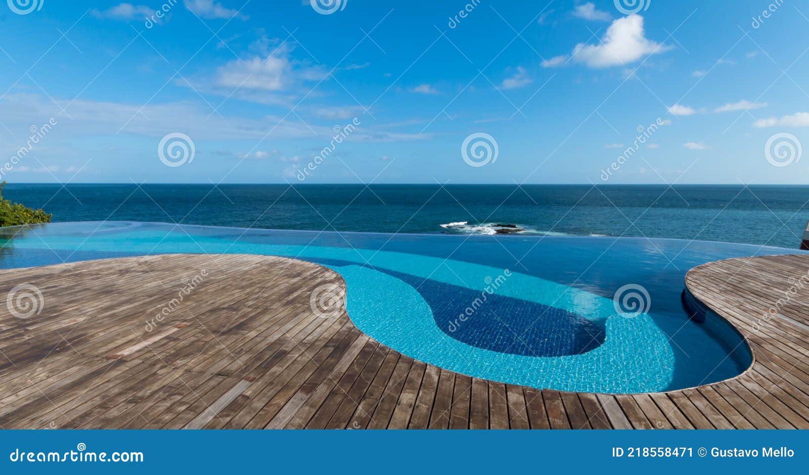 View of Infinity Pool To the Sea and Blue Sky Stock Image - Image of ...