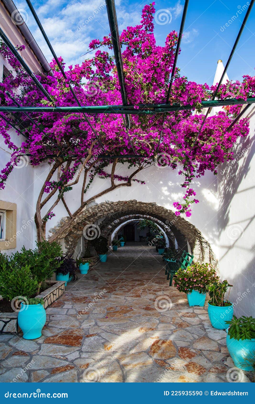 View of an Inner Courtyard of the Monastery of the Virgin Mary. Corfu ...