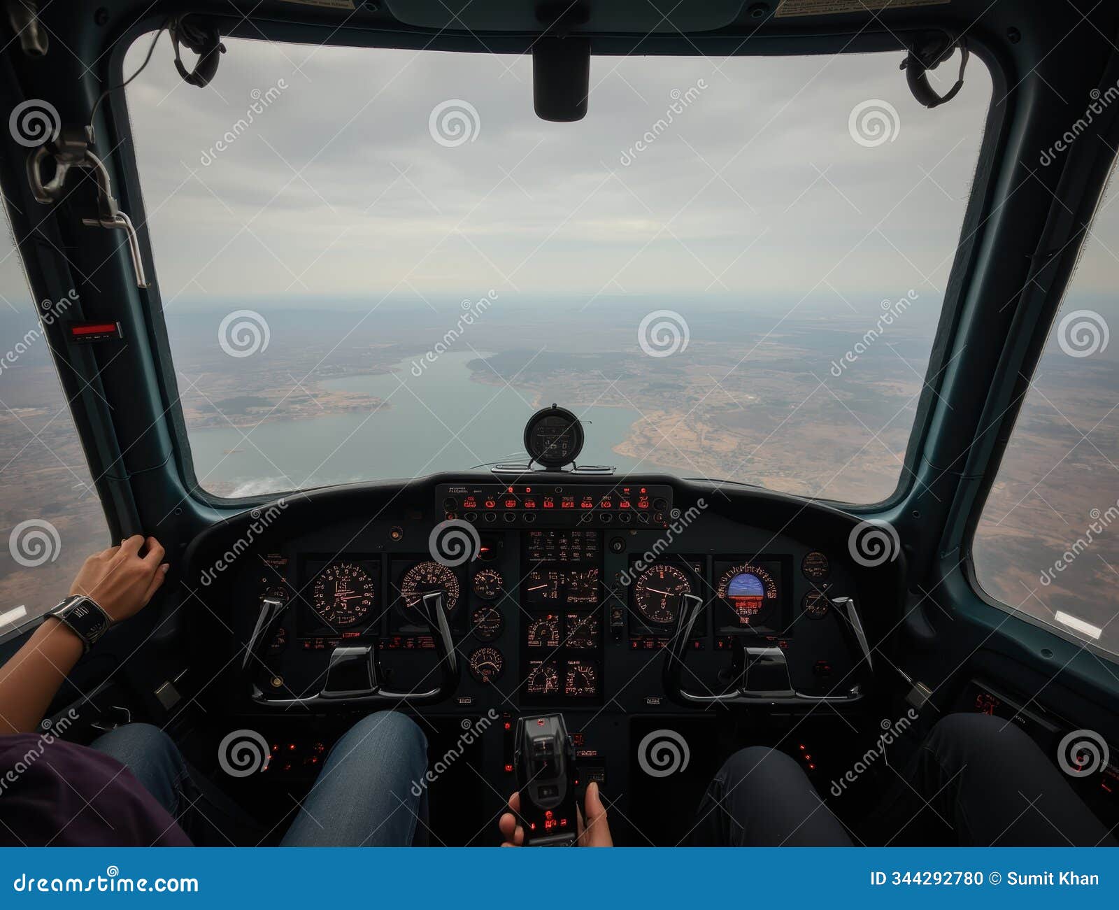 View Inside Airplane Cockpit With Control Panels And Instruments Stock Photo | CartoonDealer.com ...