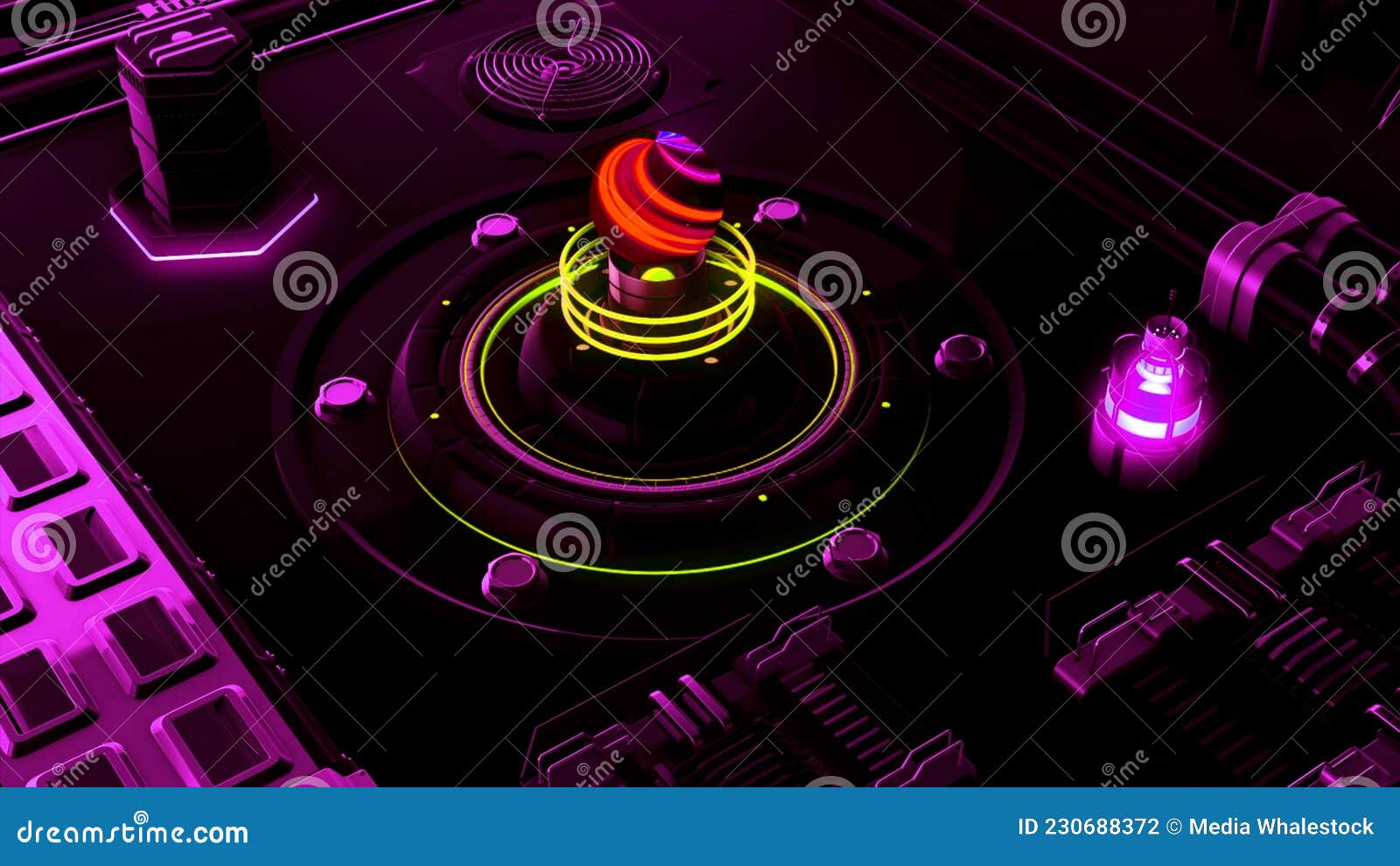 View Inside of an Alien Space Ship Control Panel Details, Dark Abstract ...