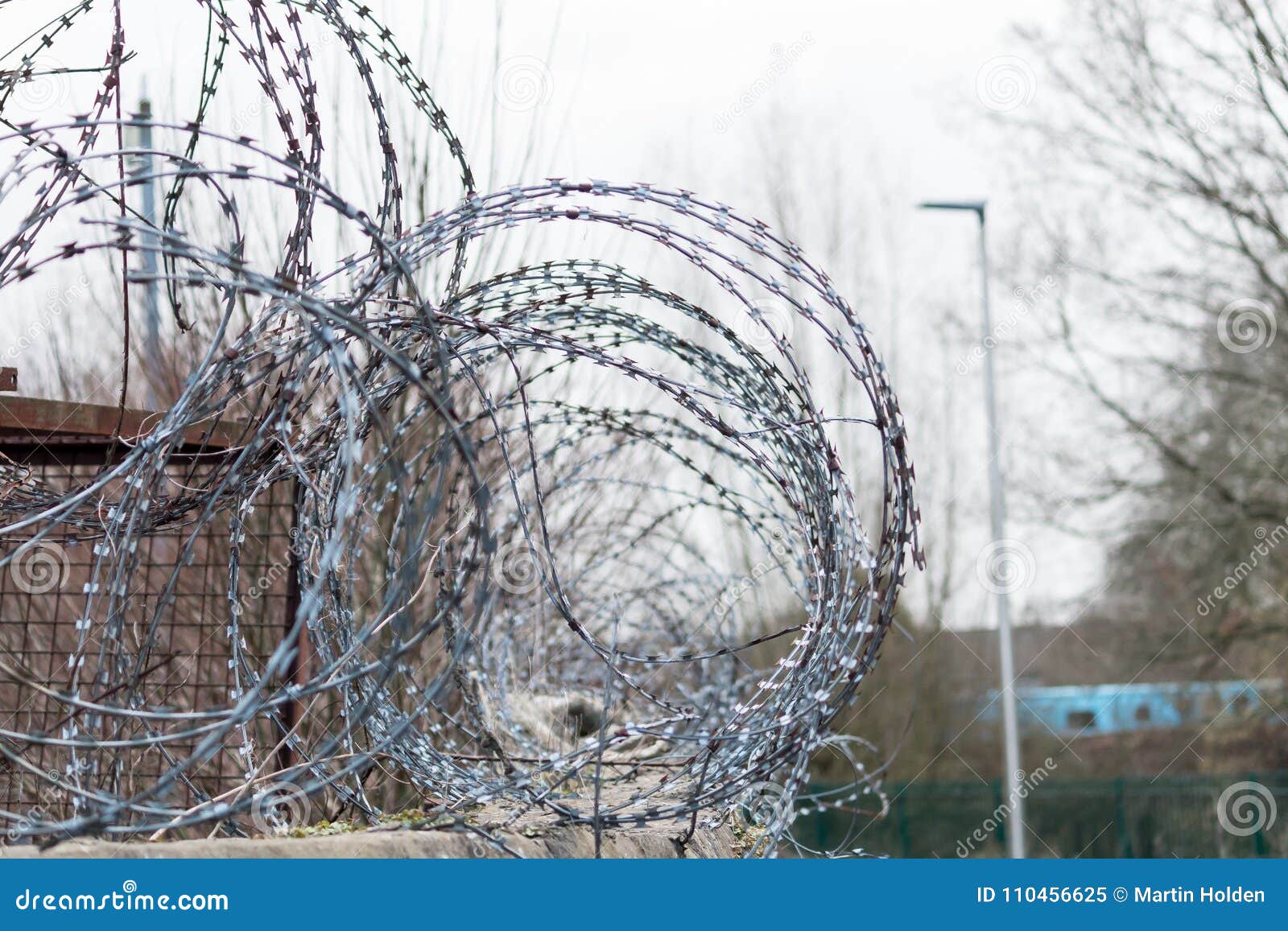 Circular Barbed Wire stock image. Image of greater, wigan - 110456625