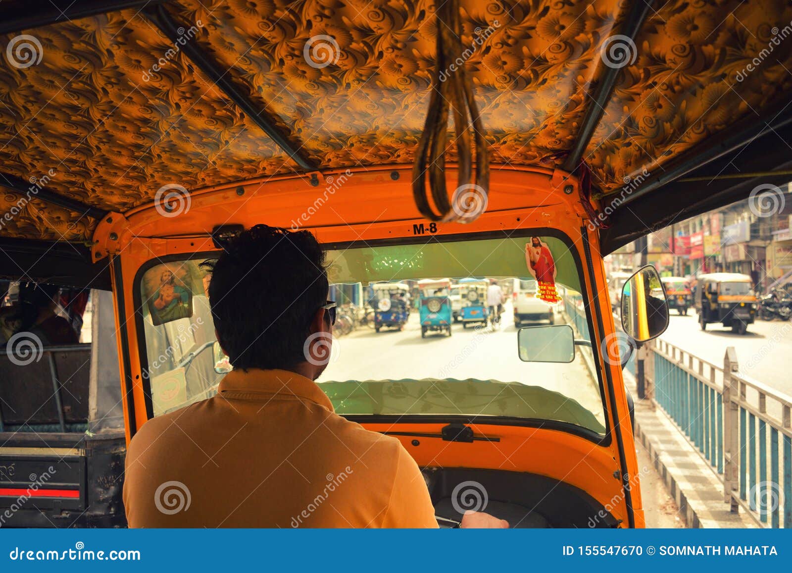 View from the Inside of an Auto-rickshaw in West Bengal, India ...