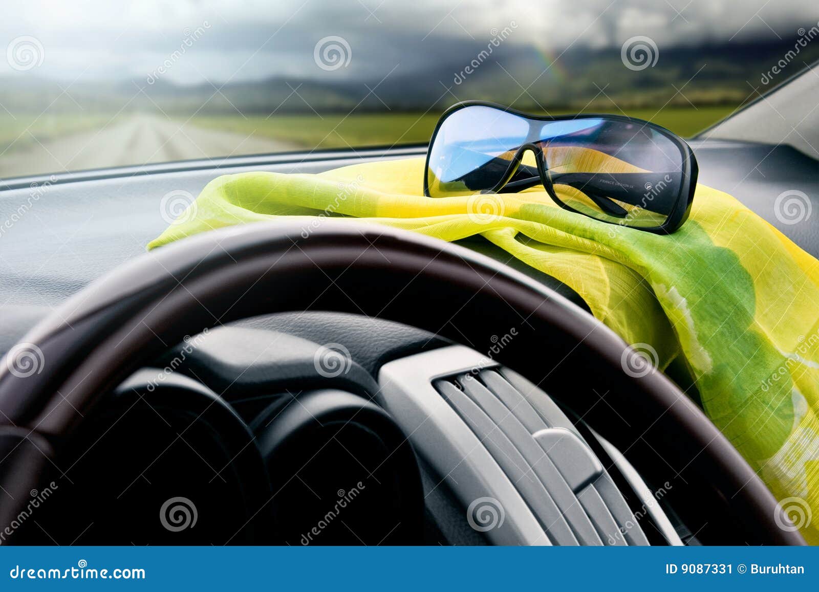 View from Inside the Car on a Country Road Stock Image - Image of happy ...