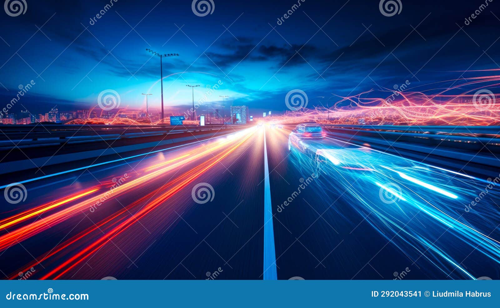 View from the Inside of a Car Moving Fast with High Speed Motion Blur ...