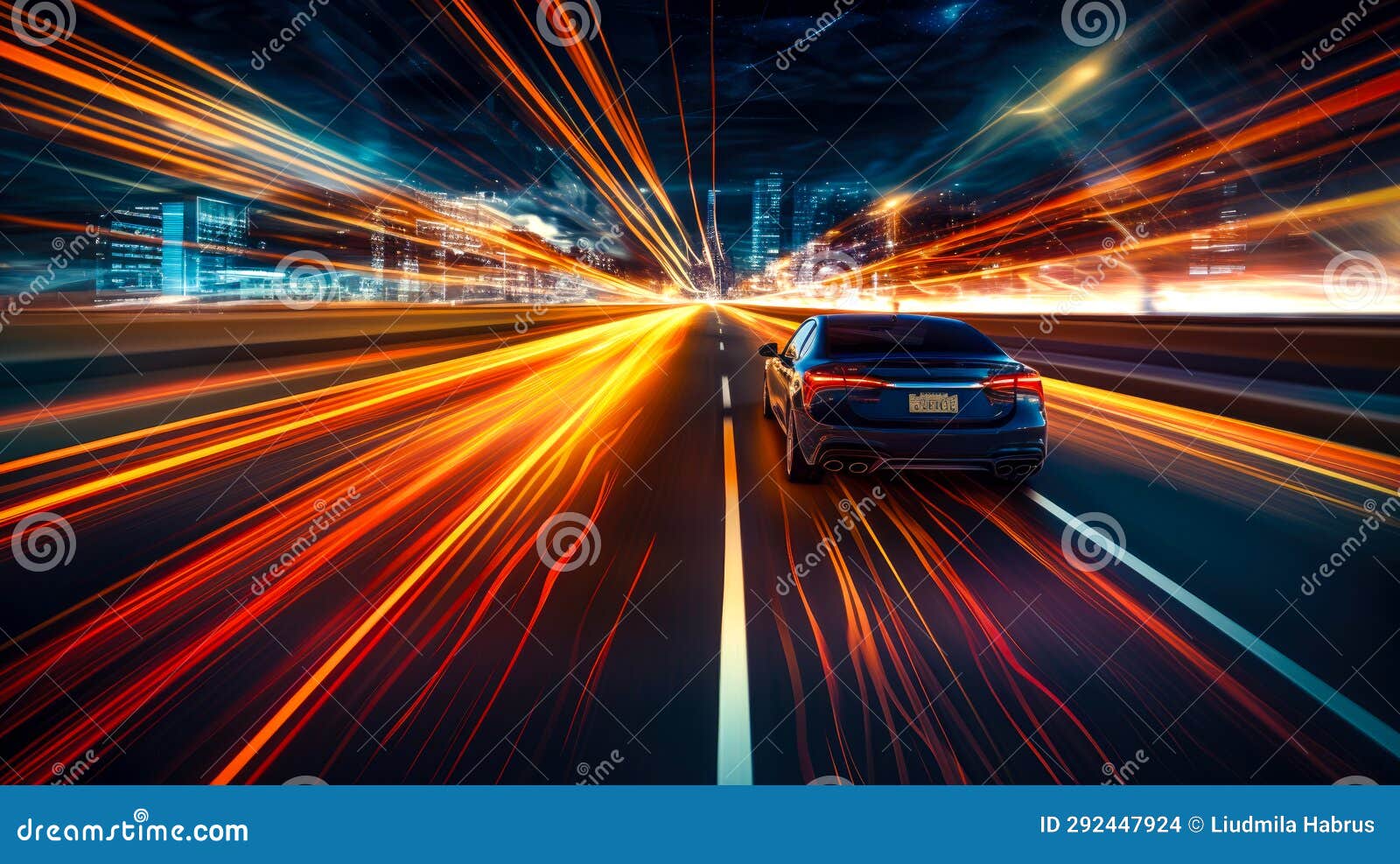 View from the Inside of a Car Moving Fast with High Speed Motion Blur ...