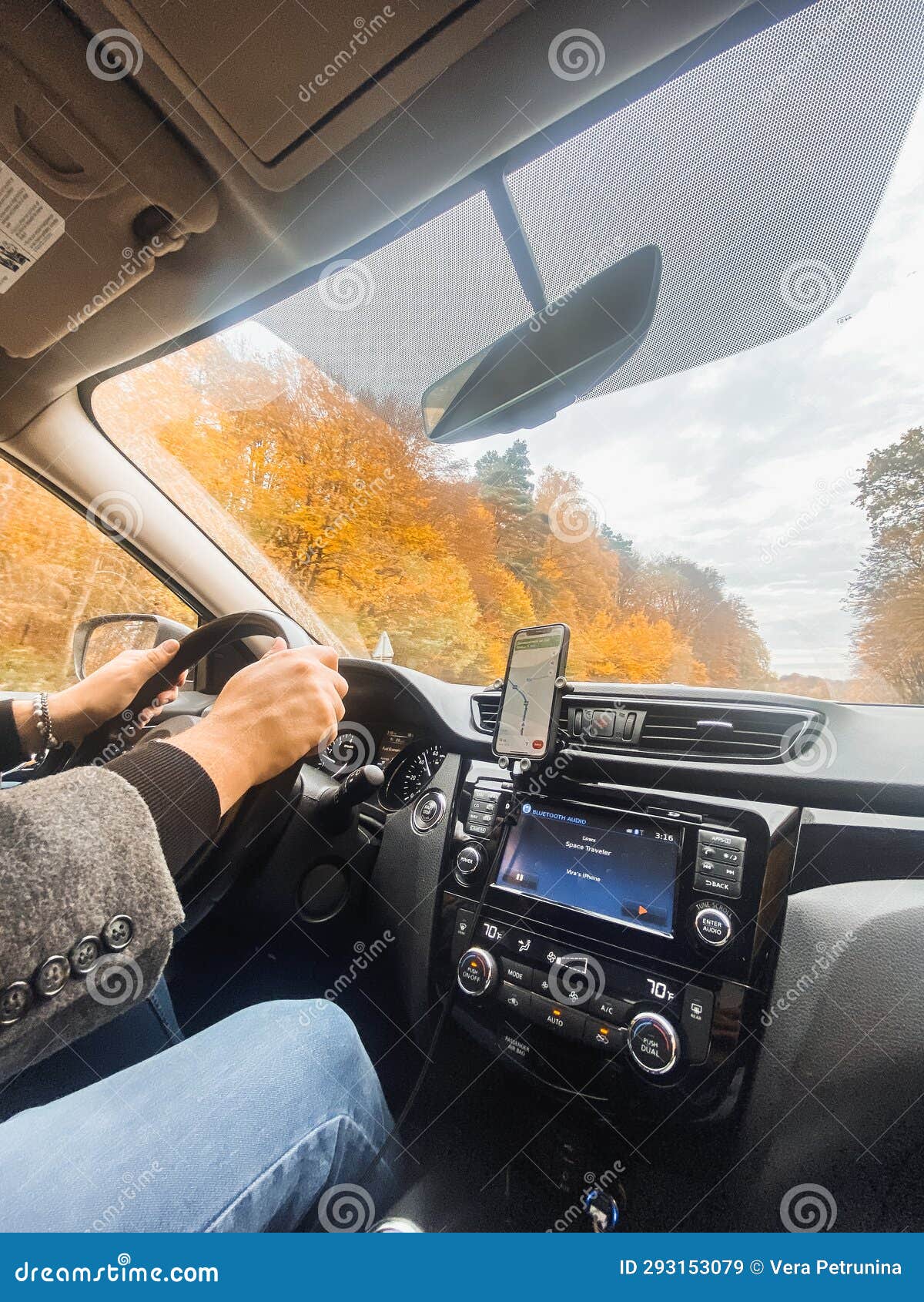 View from Inside of the Car Riding by Autumn Road Stock Image - Image ...