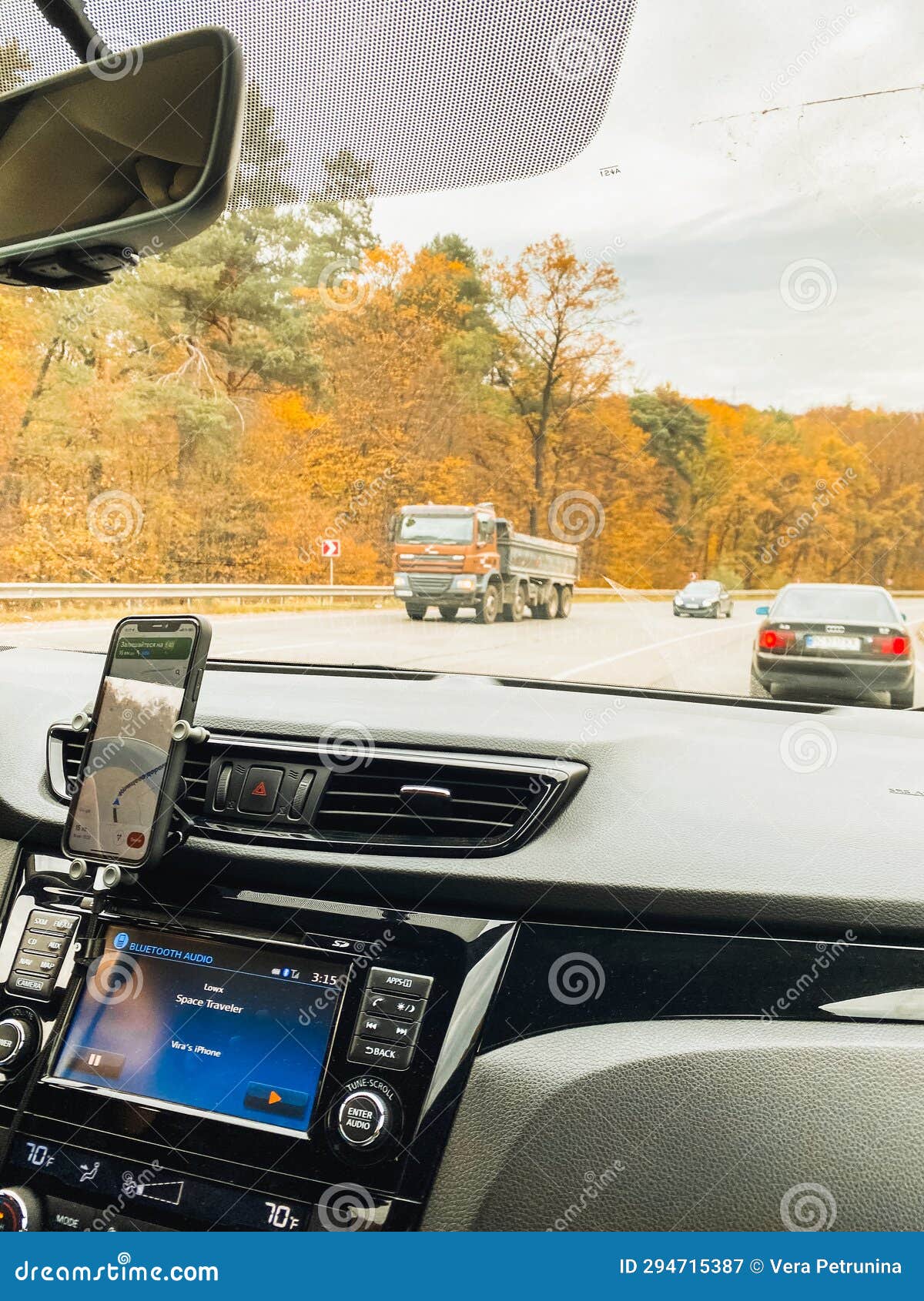 View from Inside of the Car Riding by Autumn Road Stock Image - Image ...