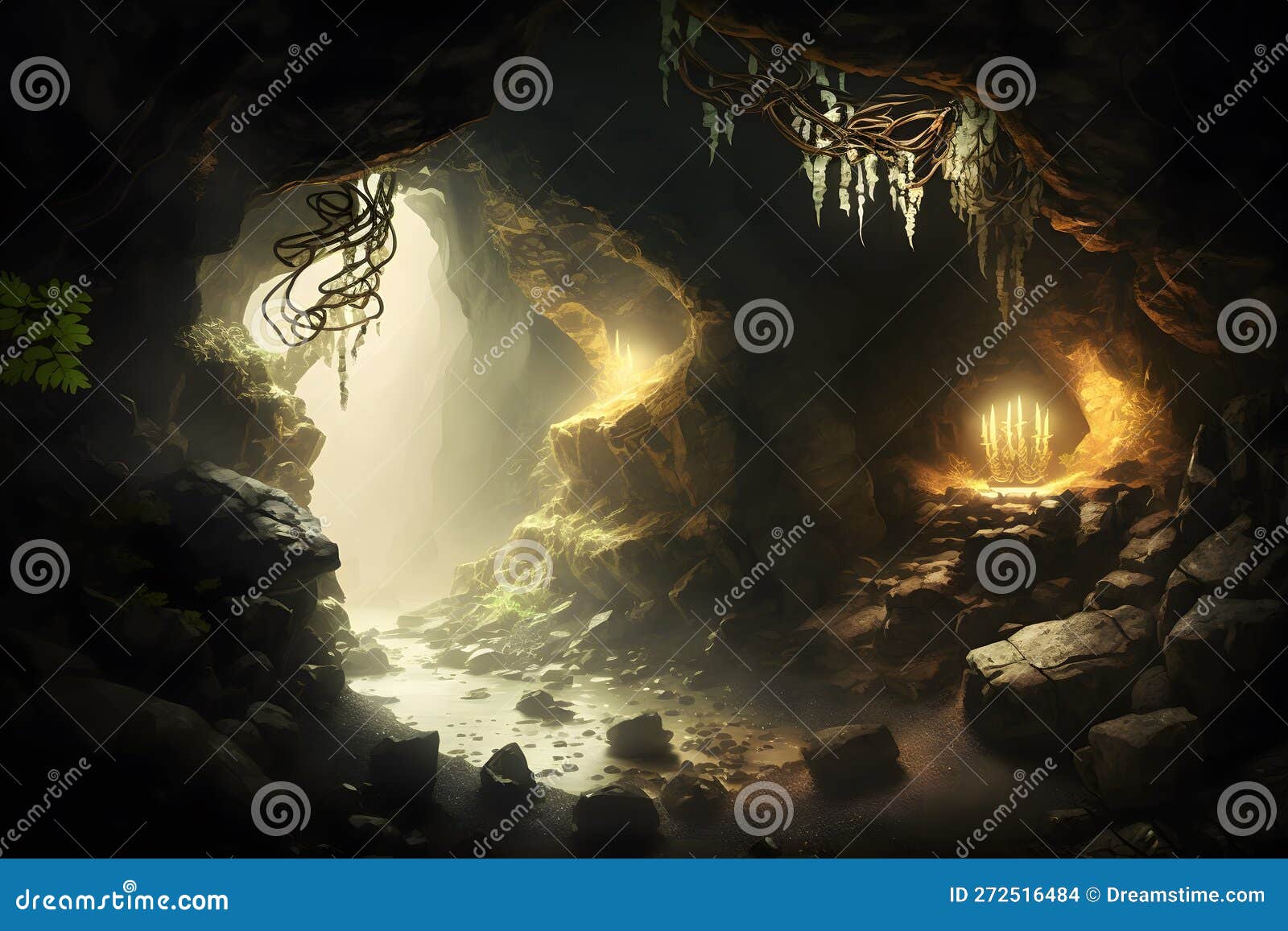View Inside the Cave, Beautiful Scenery. Neural Network AI Generated ...