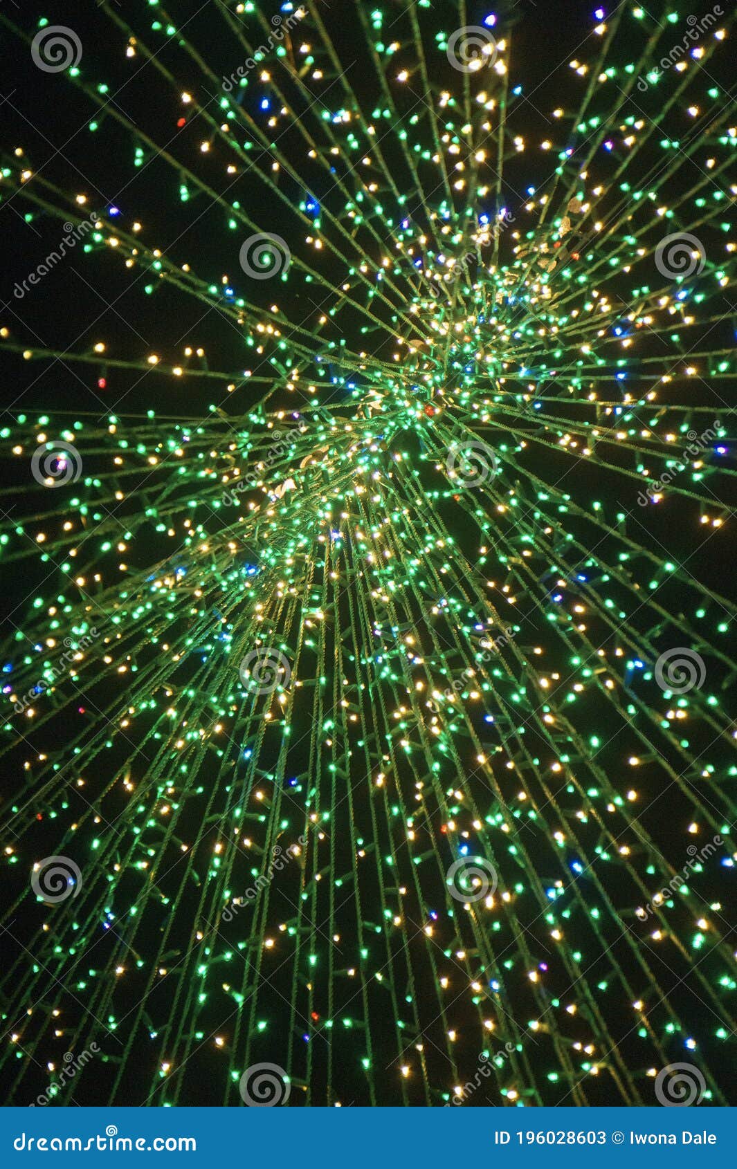 A View of the Inside of a Christmas Tree Made Out of Strings of Lights ...