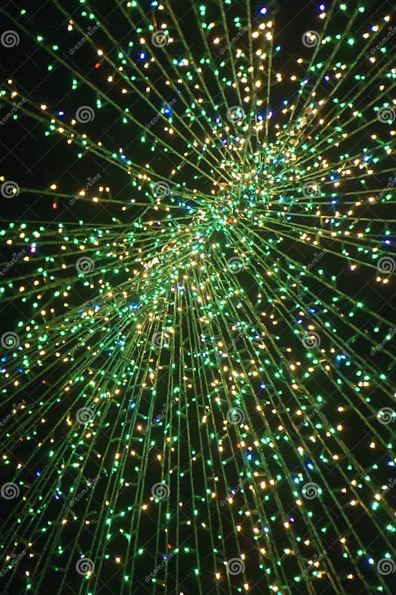 A View of the Inside of a Christmas Tree Made Out of Strings of Lights ...