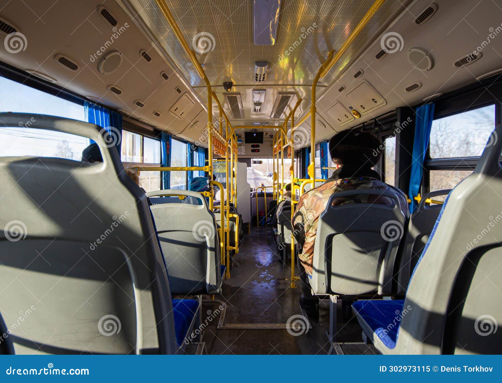 View from Inside a City Public Transport Bus at Sunset Stock Image ...