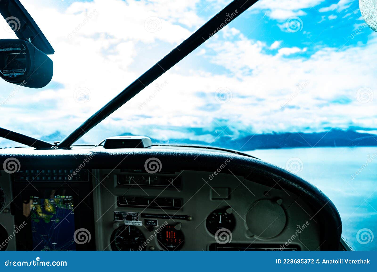 View Inside the Cockpit of Small Plane Stock Photo - Image of frame ...