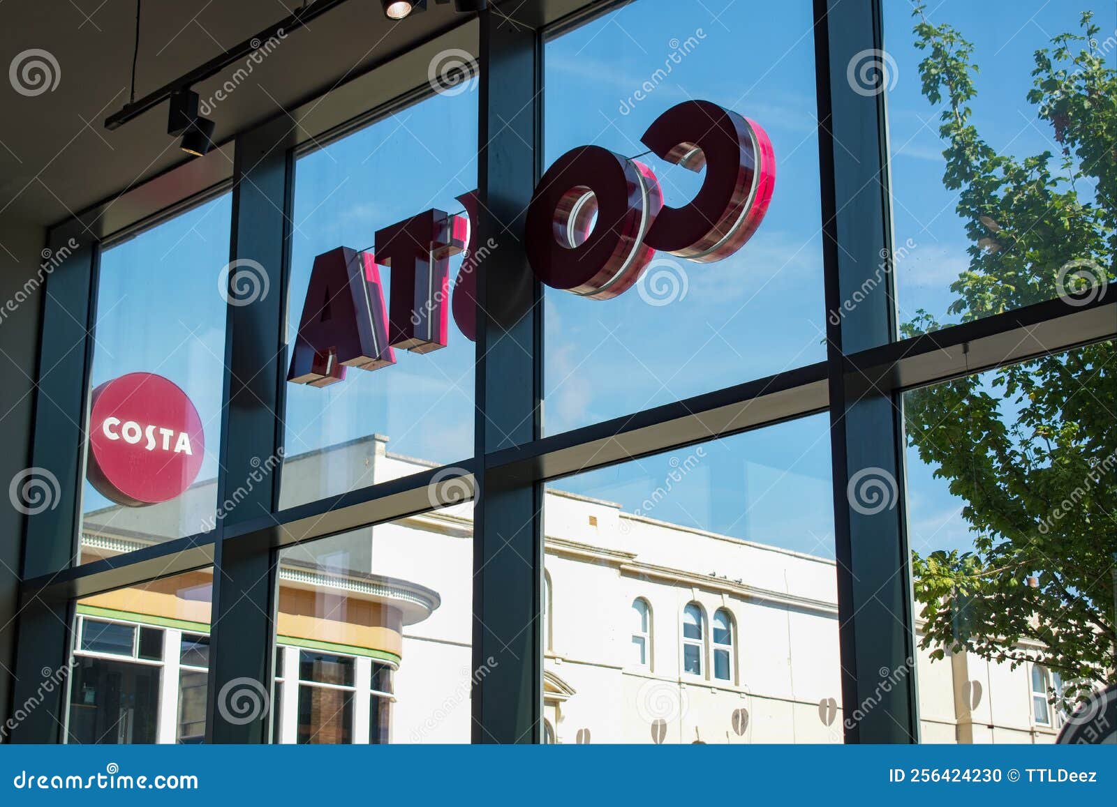 View from Inside Costa Coffee Looking Out from within. Selective Focus ...