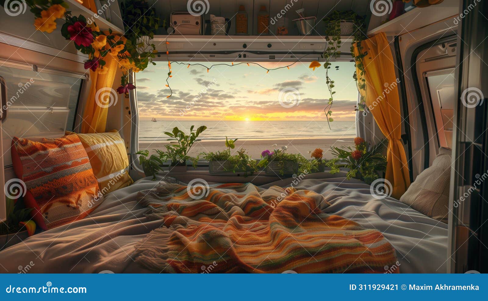 Cozy Camper Van Interior Setup For A Memorable Road Trip AI Generated ...