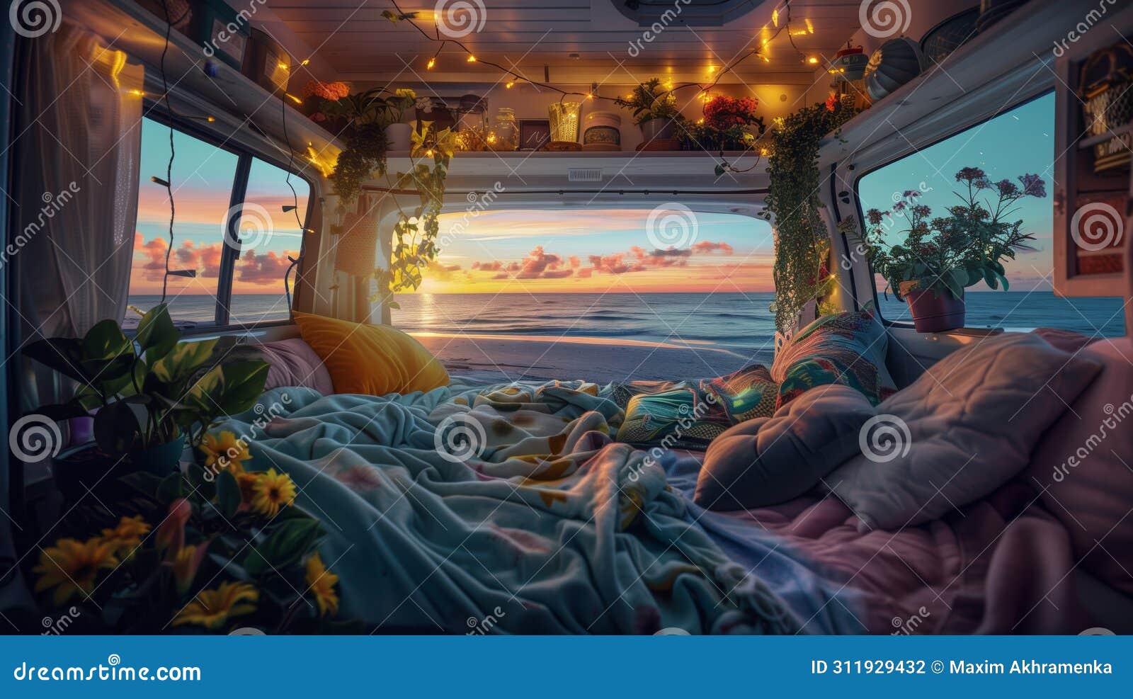 Cozy Camper Van Interior Setup For A Memorable Road Trip AI Generated ...