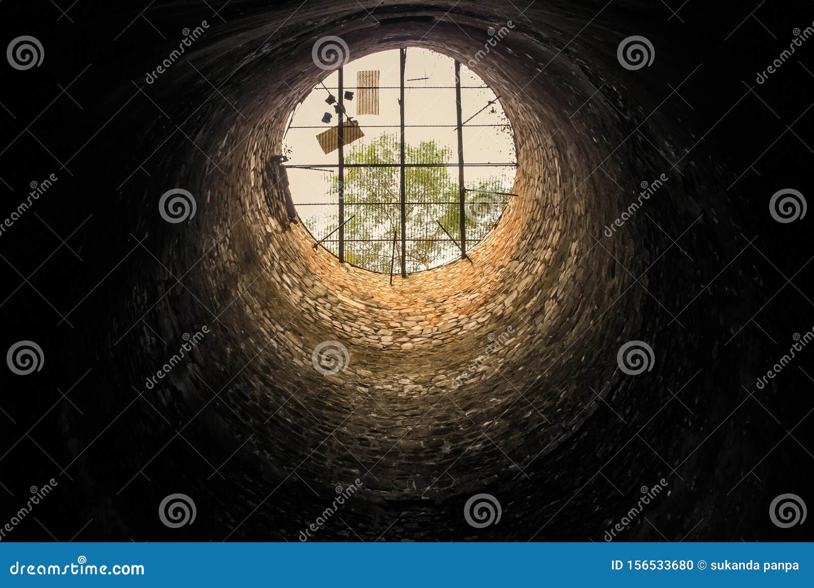 View Inside from Deep Well. Stock Photo - Image of stone, exit: 156533680
