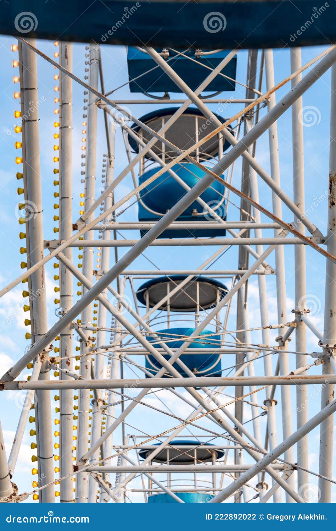 View of Inside of Ferris Wheel View of the Structure with Cabins Stock ...