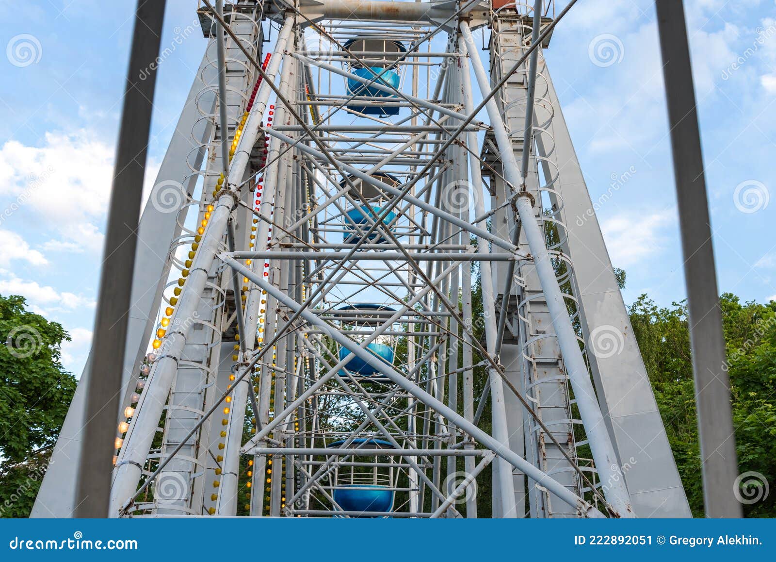 View of Inside of Ferris Wheel View of the Structure with Cabins Stock ...