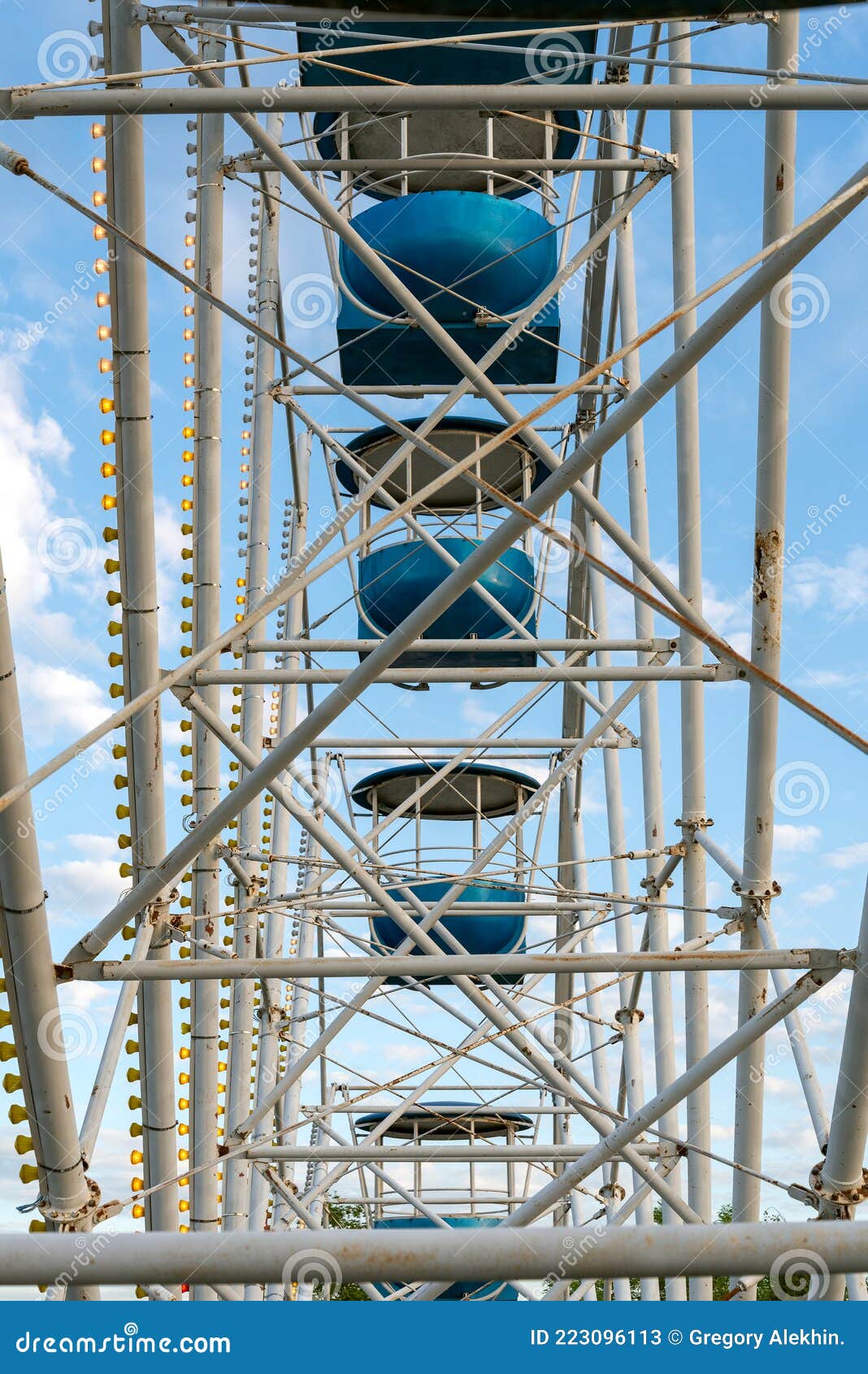 View of Inside of Ferris Wheel View of the Structure with Cabins Stock ...