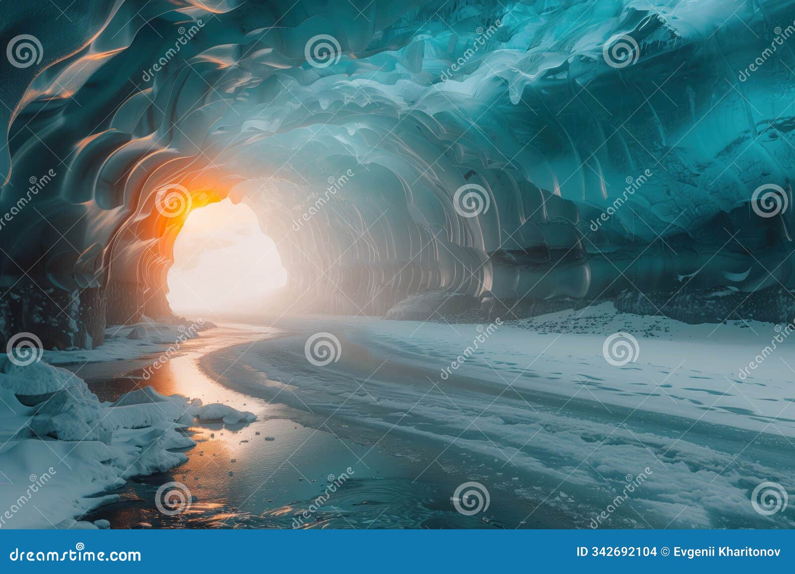 View Inside a Glacier Cave in the Mountains Stock Illustration ...