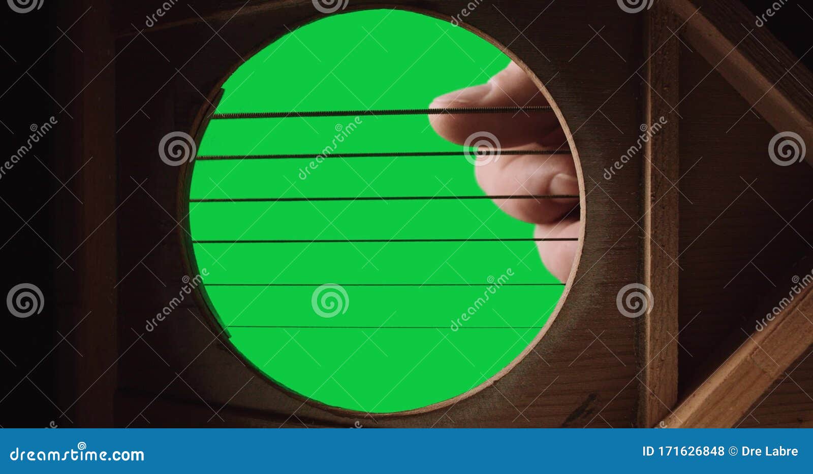 From the Inside of a Guitar Fingers Plucking Low Sounding Strings Stock ...