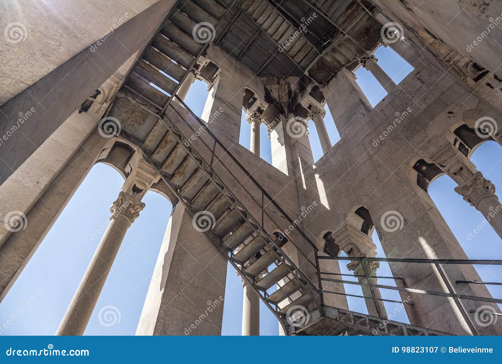 View from the Inside of a High Ancient Tower in the City of Split ...