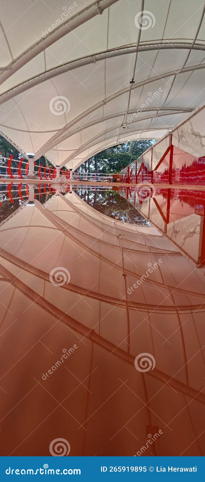 The View Inside the Lakeside Dome with Reflection Water Stock Image ...
