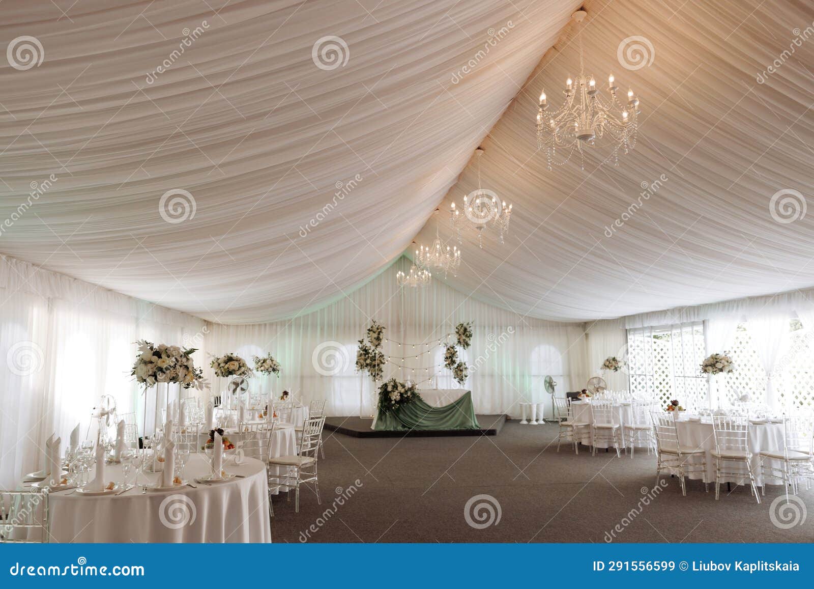 A View Inside a Marquee Set Up for a Wedding Reception Stock Image ...