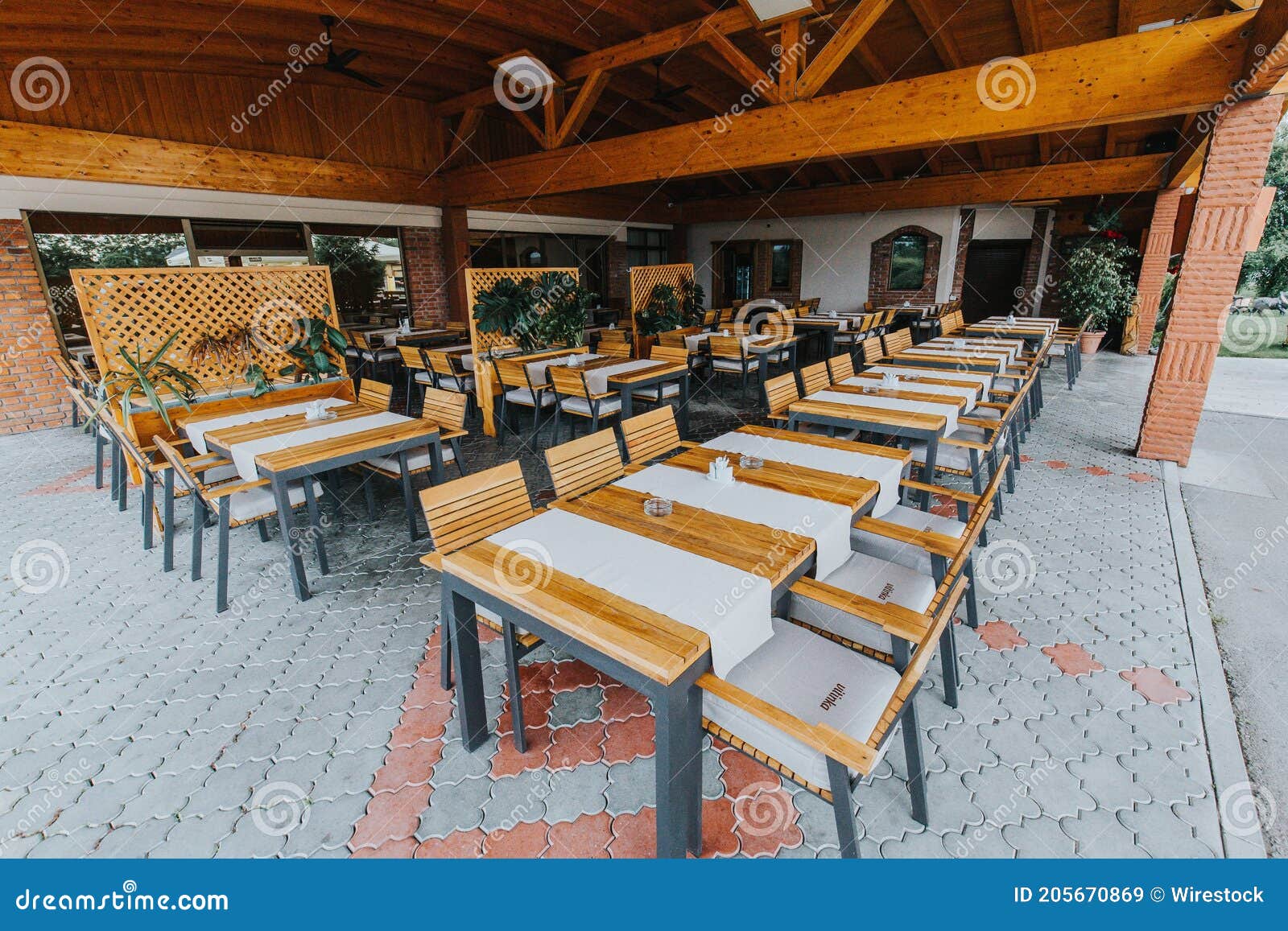 View Inside a Modern Table and Chair Set-up in a Restaurant Stock Image ...
