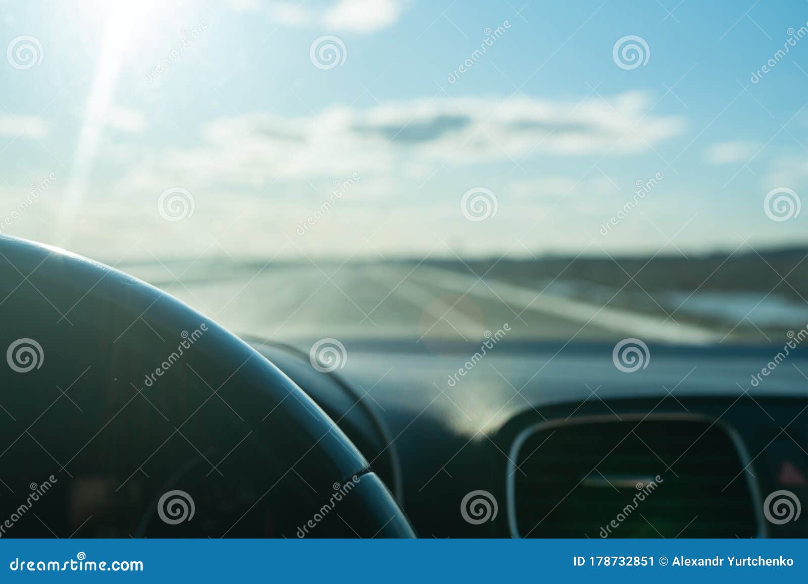 View from Inside the Moving Car on the Road Stock Image - Image of ...