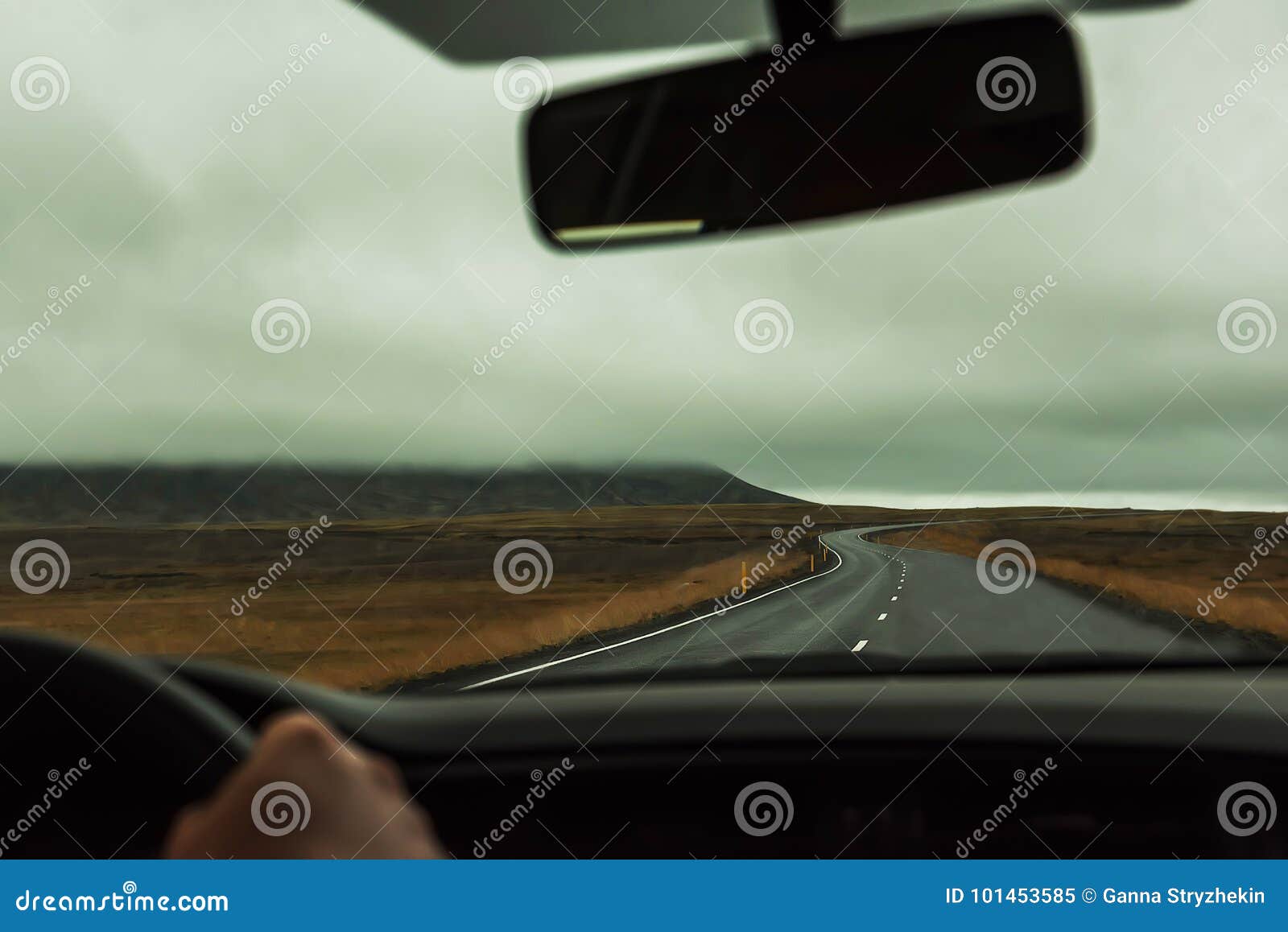 The View from Inside the Moving Car on the Road among the Vast Expanses ...