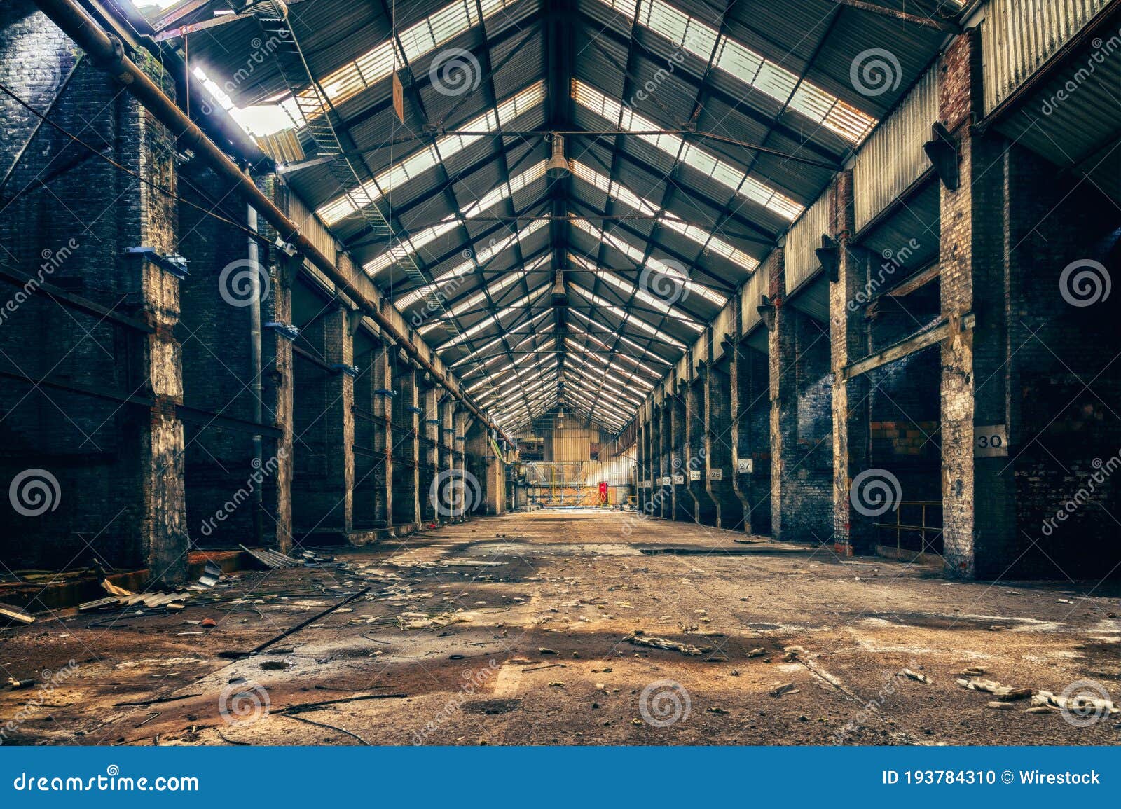 View Inside of an Old Abandoned Warehouse Stock Photo - Image of ...