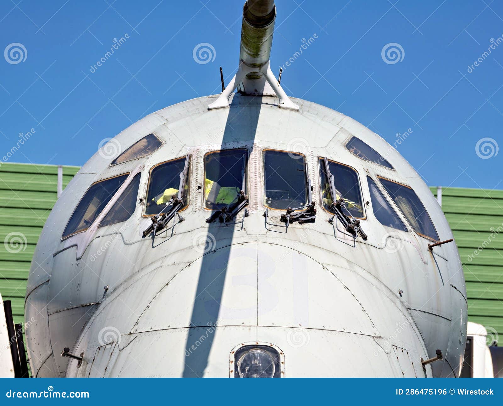 The View from Inside of an Old Airplane with Its Nose Open Stock Photo ...