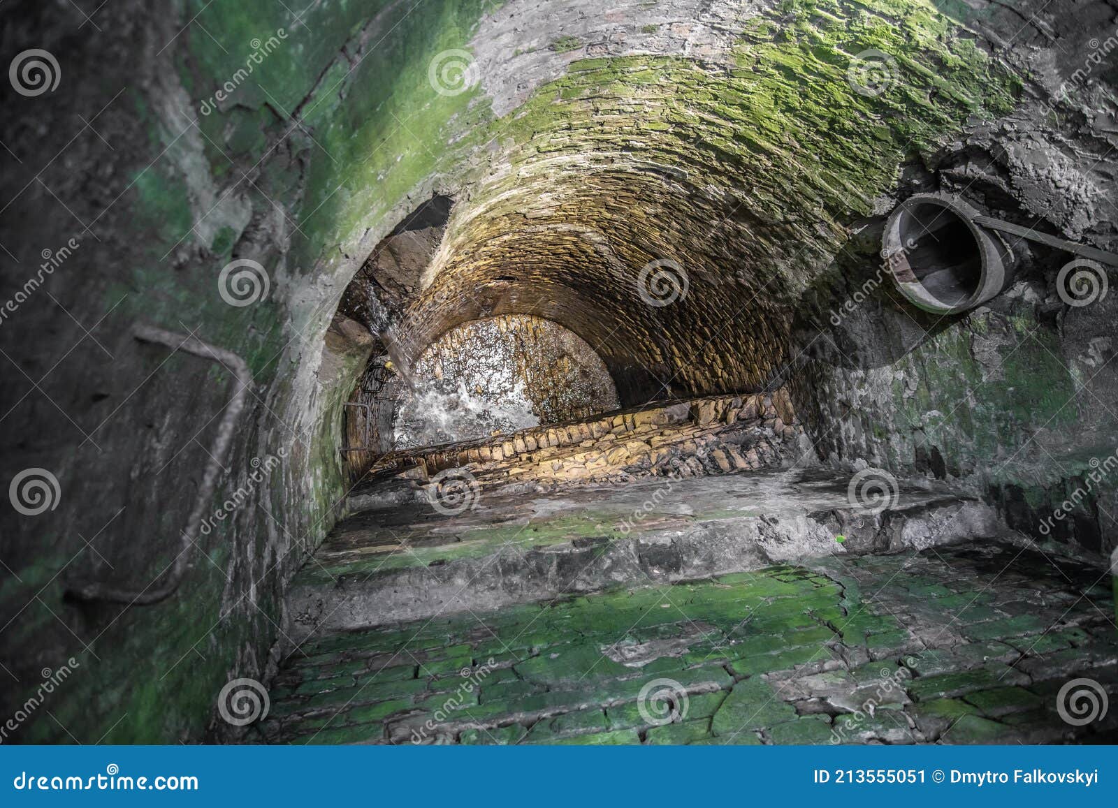 View Inside Old Brick Manhole Overgrown with Moss Stock Image - Image ...