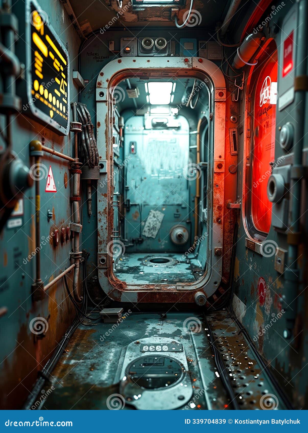 A View of the Inside of an Old Submarine with a Door Open Stock Image ...