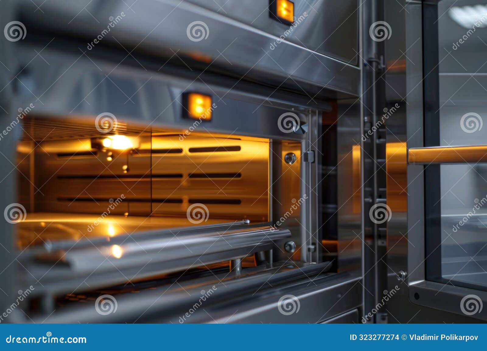 A View Inside an Oven with the Door Open, Revealing Cooking Racks and ...