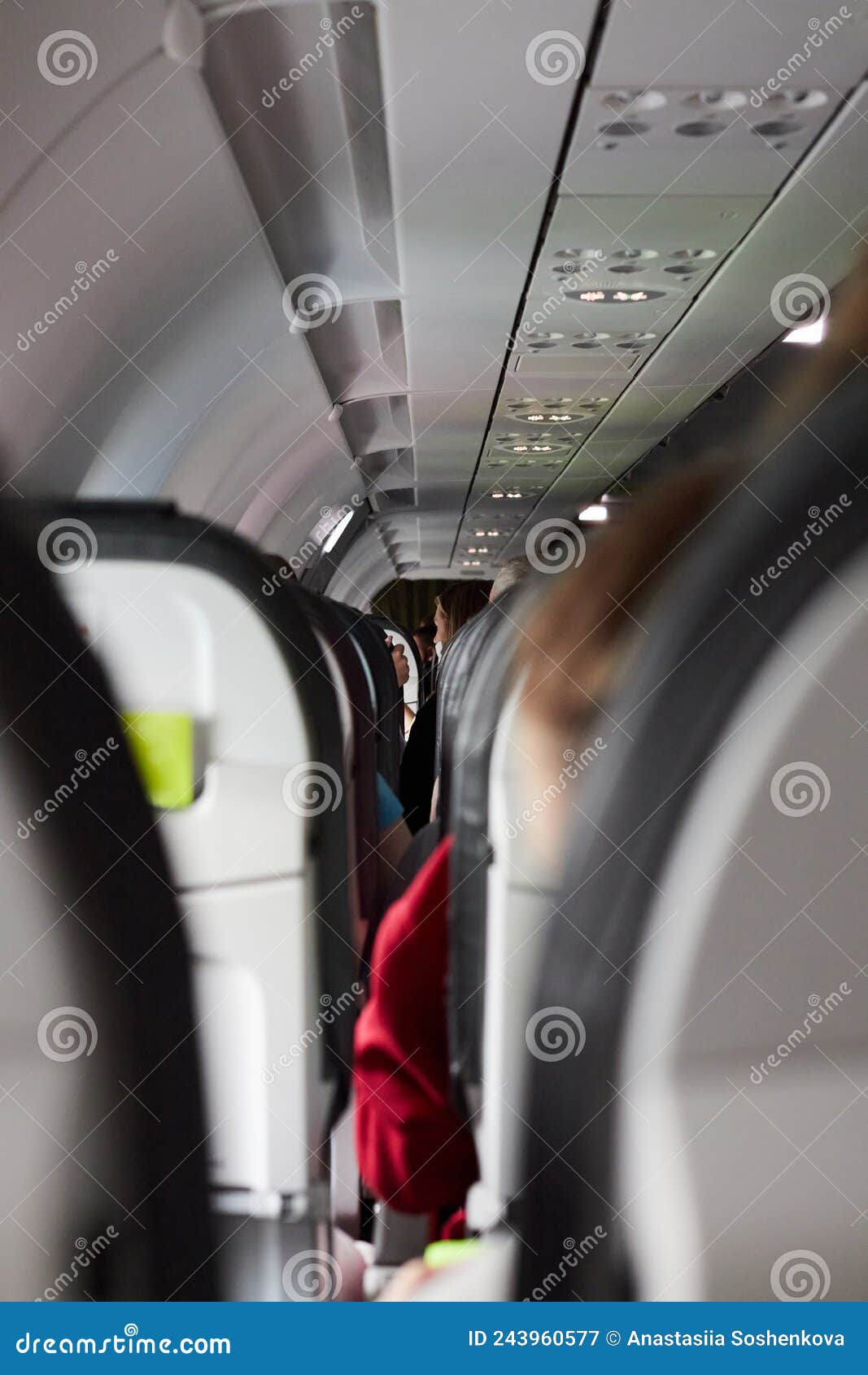 A View Inside the Plane between Rows of Seats. the Concept of Rest and ...