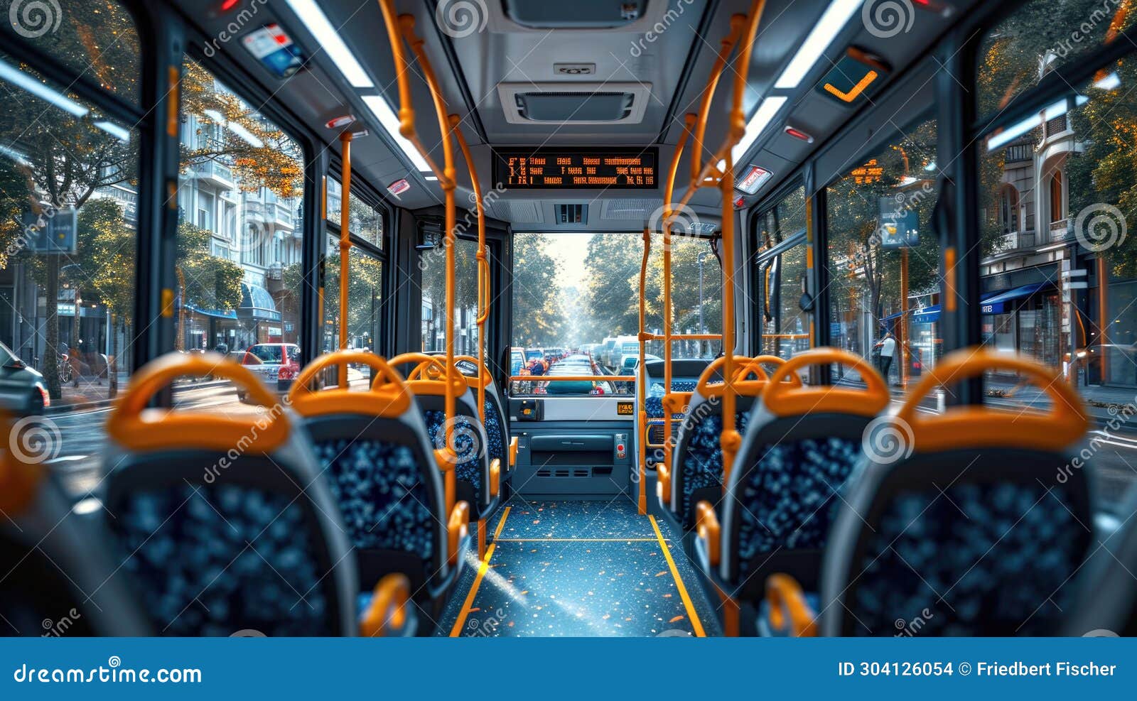 A View of the Inside of a Public Transit Bus Stock Photo - Image of ...