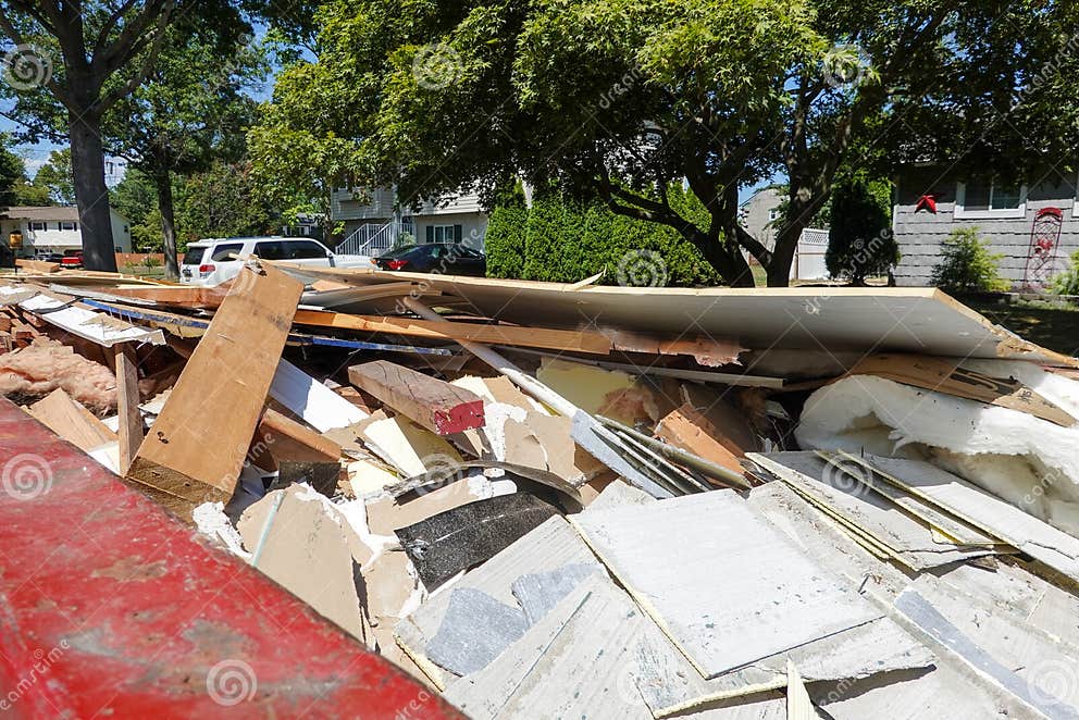 View of the Inside of a Red Dumpster Full of Building Debris Editorial ...