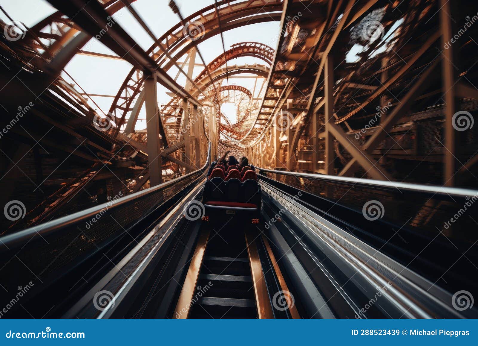 View from Inside a Rollercoaster Stock Illustration - Illustration of ...