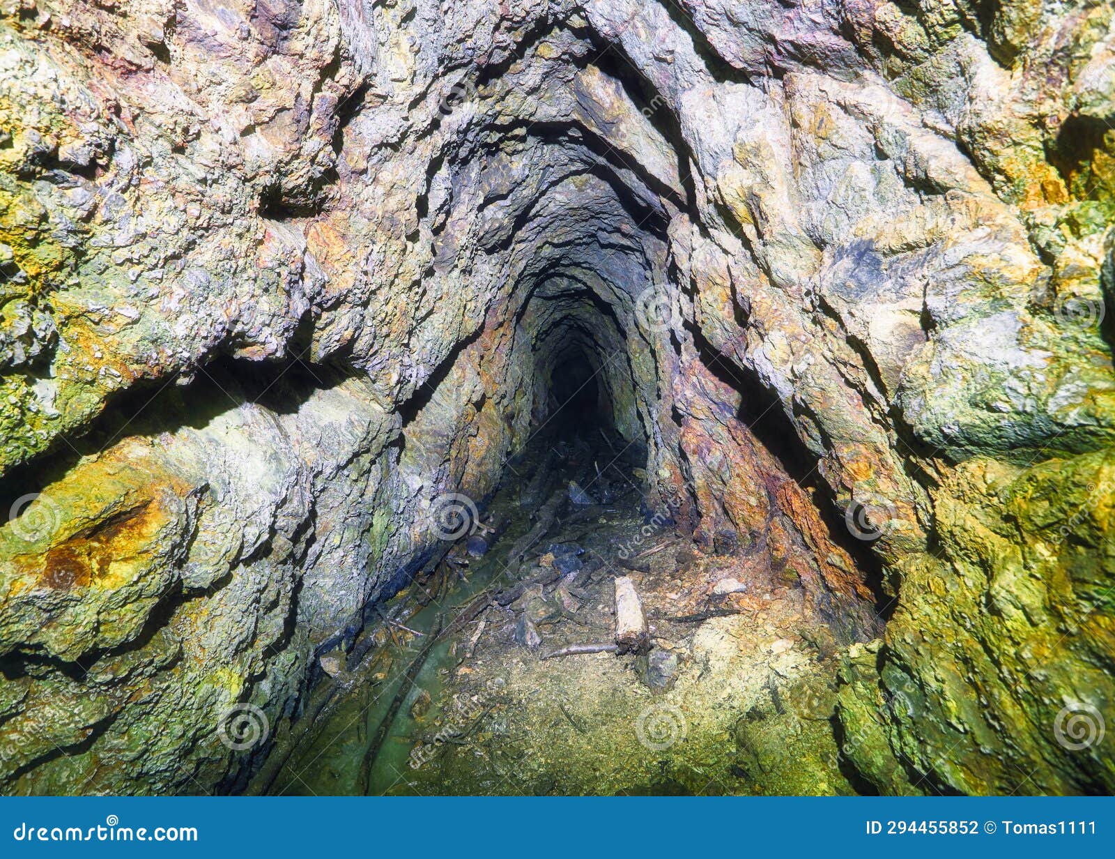 View Inside an Scary Abandoned Mine Tunnel in Slovakia Stock Photo ...