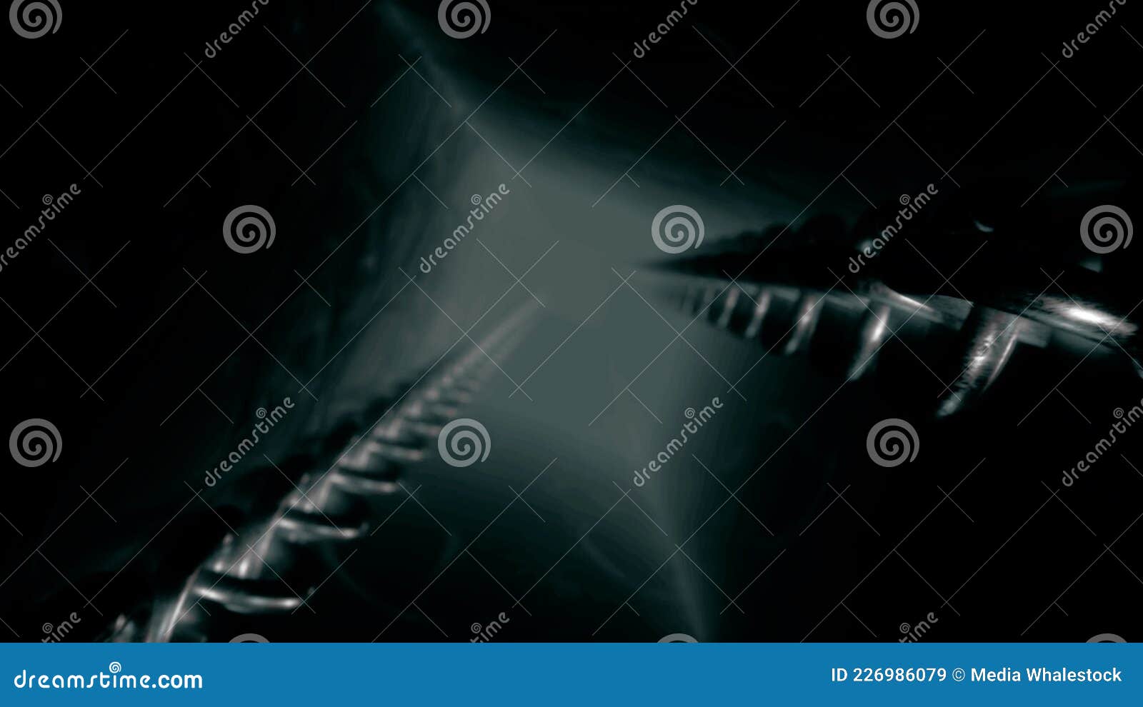 View Inside of a Scary Abstract Elevator with Moving Thick Chains ...