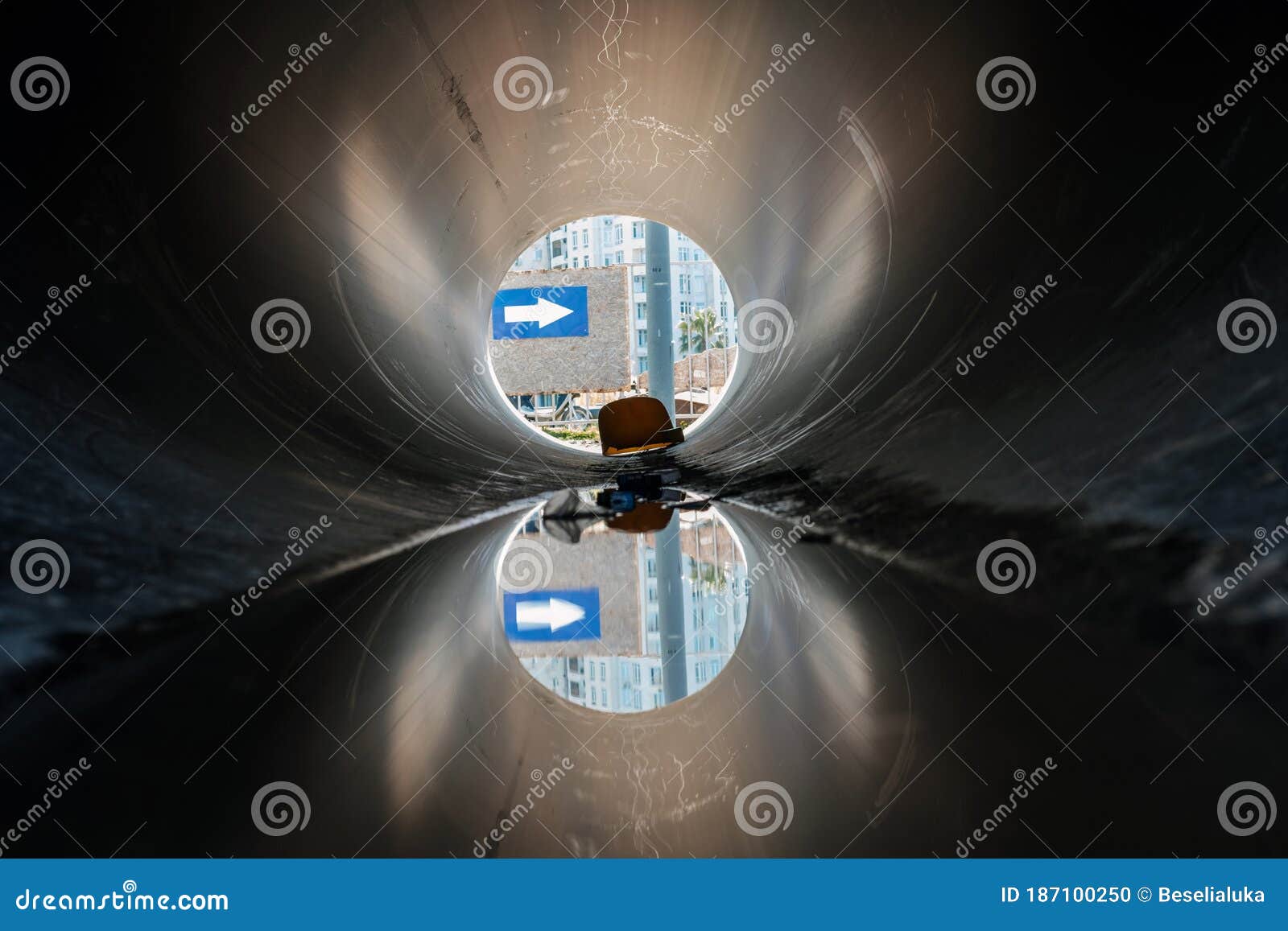 A View from the Inside of a Tube with Puddle Stock Photo - Image of ...