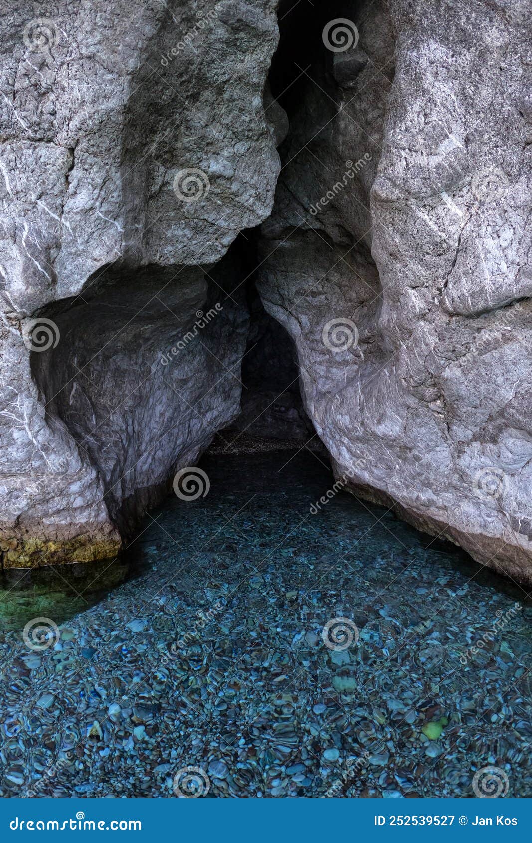 A Small Cave on Traganou Beach Stock Image - Image of bedrock, wadi ...