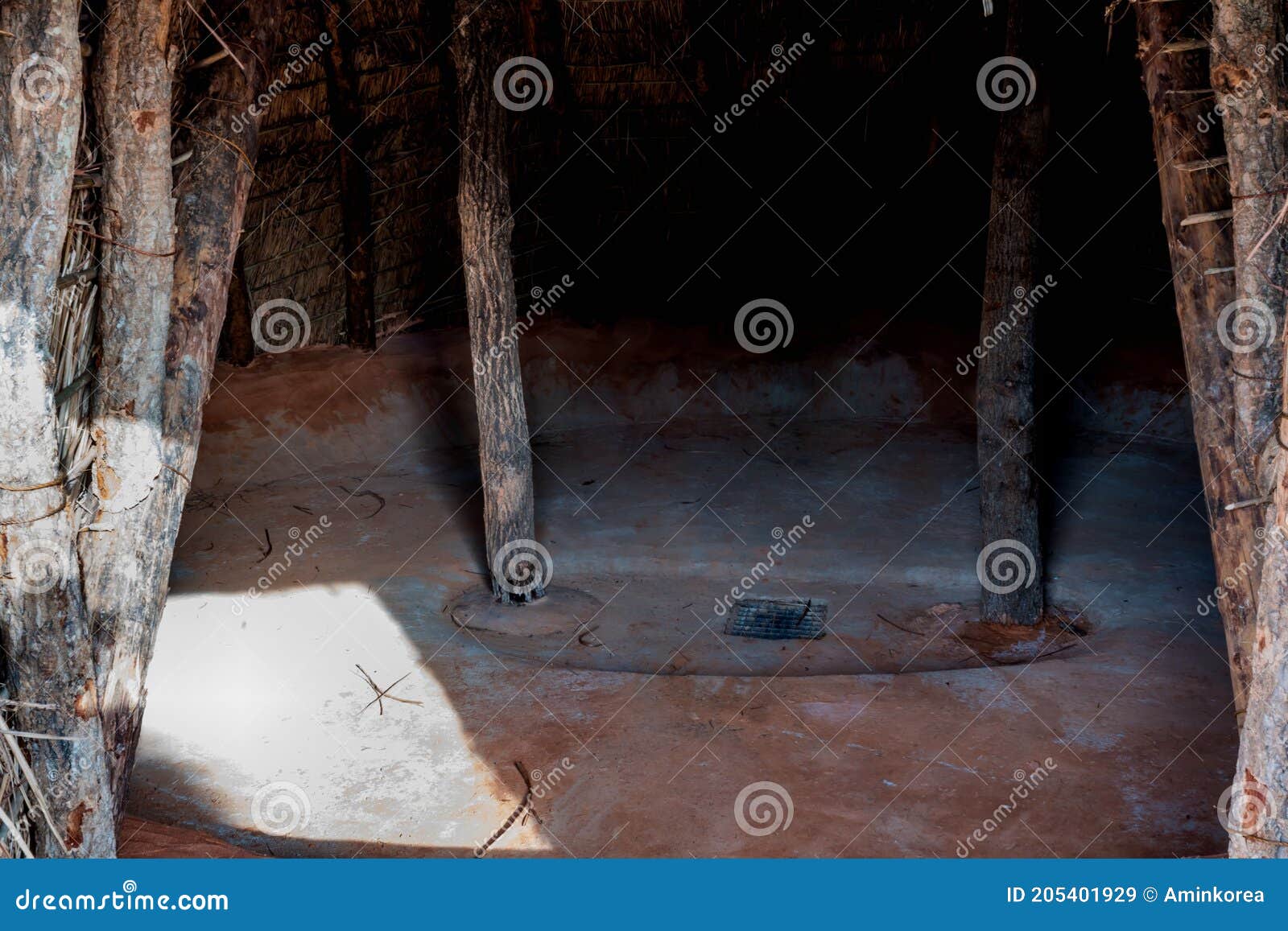 View Inside Straw Hut at Neolithic Park Editorial Stock Image - Image ...