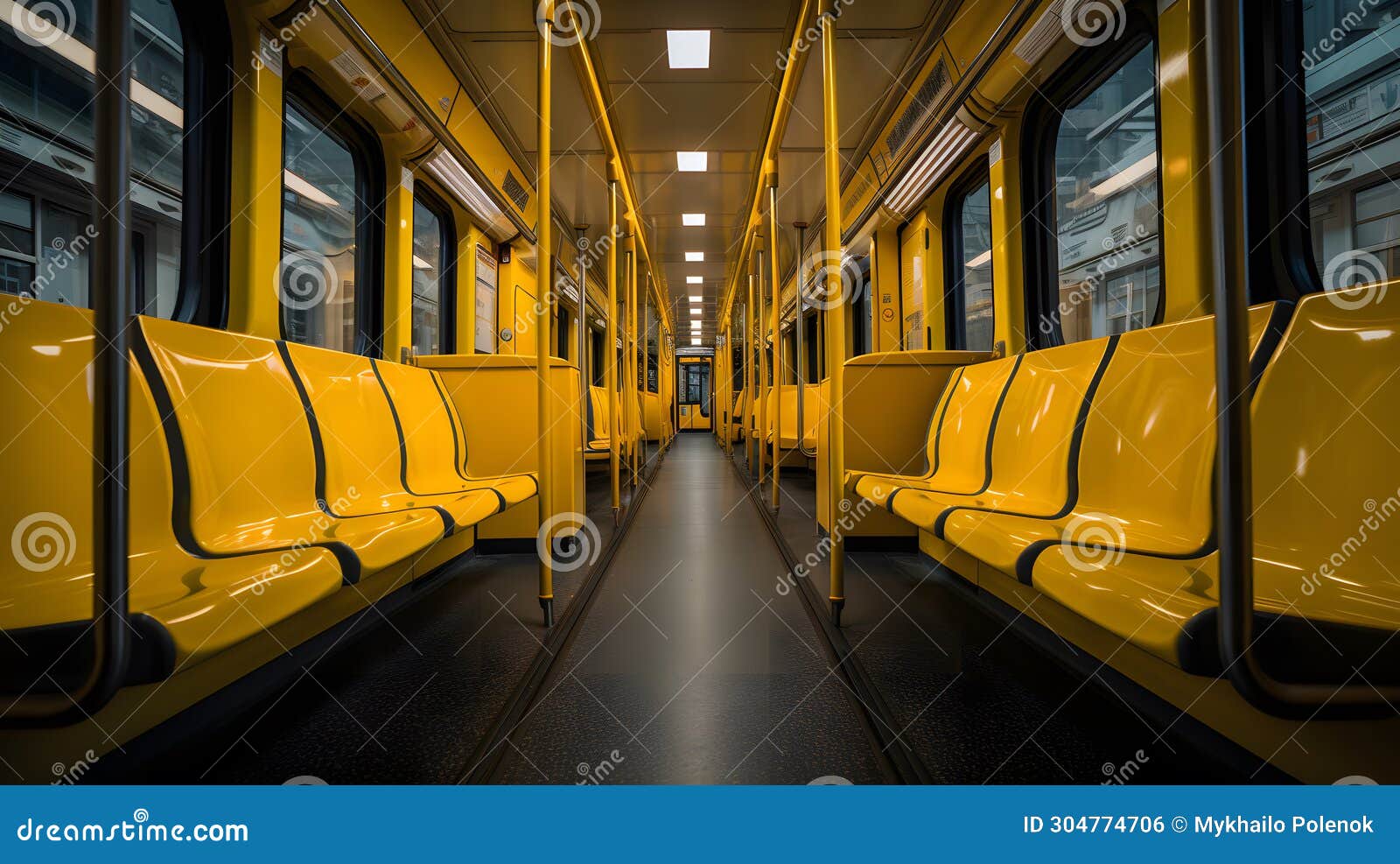 View from Inside a Subway Car. Neural Network AI Generated Stock Photo ...